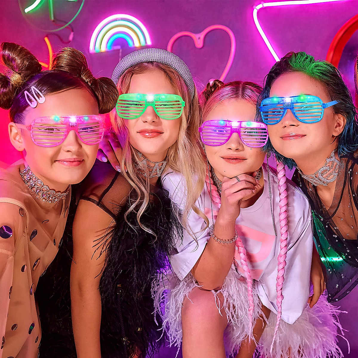 15 Pack Light Up Glasses 5 Colors Glow in The Dark LED Glasses Party Supplies for Kids Adults 80s Shutter Shades Neon Party Favors