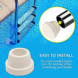 4 Pack Pool Ladder Bumpers for Inground Pool, Steps Inside Plug Caps Fit 1.90in Inner Diameter Ladder Tubing for Protect Swimming Pool Liner, Rubber Ladder Foot Cover, White