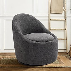 Swivel Accent Chair Barrel Chair, 360° Swivel Chair with Hidden Storage, Modern Small Round Swivel Chair Accent Chair for Living Room/Bedroom-DarkGrey