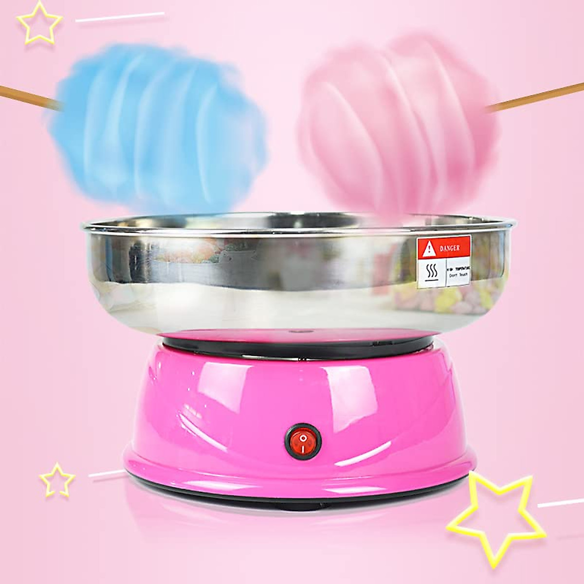 URHELP Candy Cotton Maker Easy Clean Candy Floss Machine for Kids' Birthday Party Christmas Day (PINK)