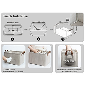 StorageWorks Storage Baskets for Shelves with Metal Frame, Organizing Basket, Shelf Baskets, Brown and Beige, 4-Pack