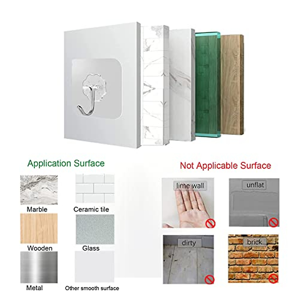 Wall Hooks for Hanging, Heavy Duty Adhesive Hooks, 20 Pack Removable Sticky Ceiling Hooks, Transparent Self Adhesive Shower Hooks,Water & Oil Proof Strong 22lb(Max) Door Coat Hooks