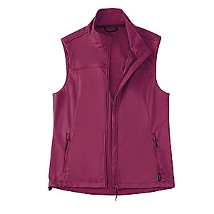 BALEAF Women's Lightweight Vest Softshell Sleeveless Jacket Windproof Stand Collar with Zipper Pockets Running Hiking Golf Rouge L