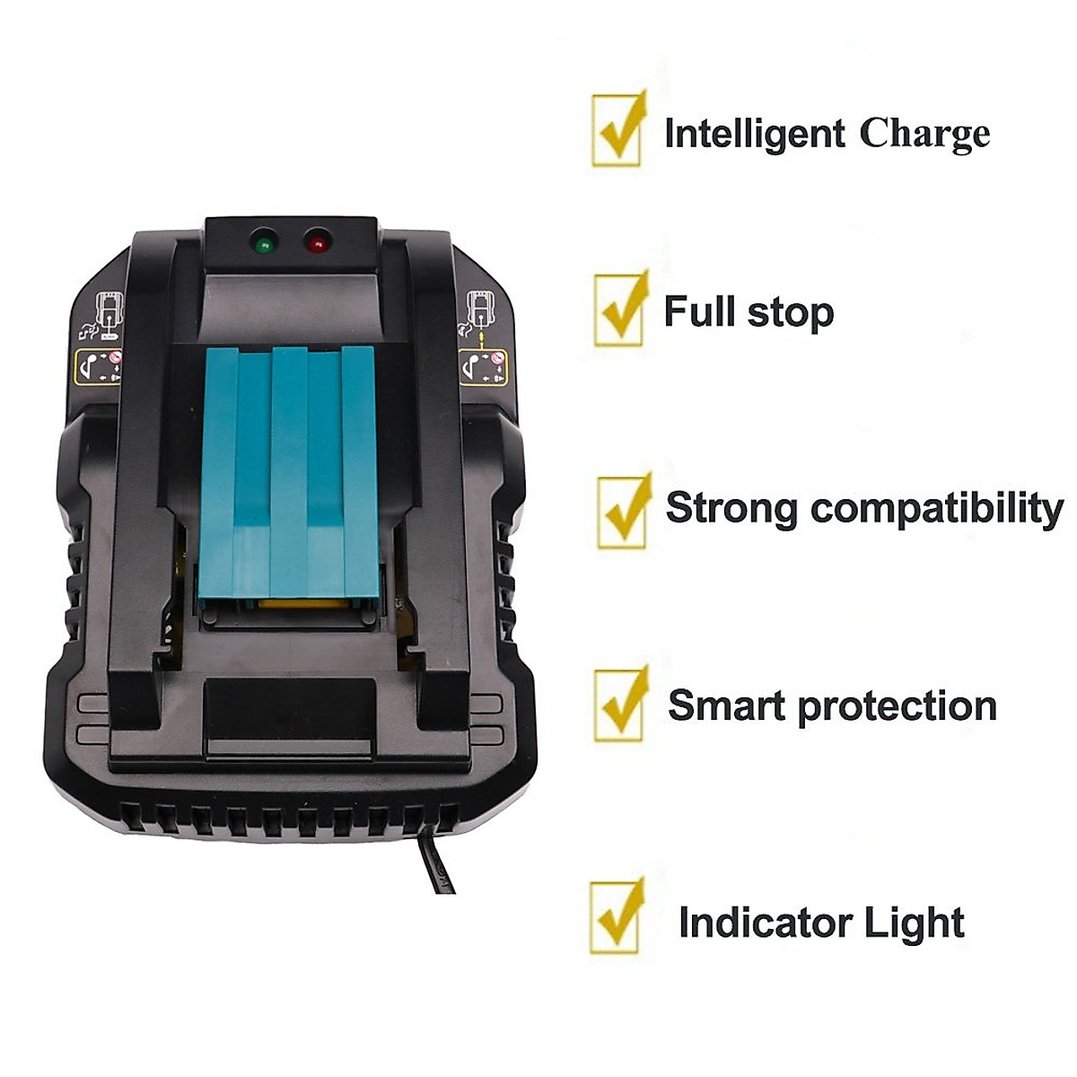 4A DC18RC Li-Ion Battery Charger for Makita 14.4V &18V Lithium-Ion Battery Power Supply for BL1830 BL1840 BL1850 BL1815 BL1430 Power Tools (4A)
