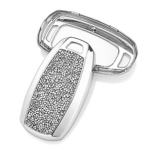 Royalfox(TM) 3 4 5 Buttons 3D Bling Diamond Crystals Smart Remote Key Fob case Cover for Hyundai i30 Azera ix35 Elantra Accent Santa Fe IG Grandeur,2017-2022 Hyundai Palisade (Silver)