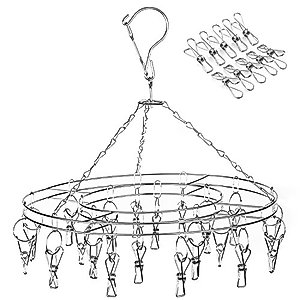 Amagoing Herb Hanging Drying Rack Laundry Drip Hanger with 20 Clips and 10 Replacement for Drying Socks, Baby Clothes, Bras, Towel, Underwear, Hat, Scarf, Pants, Gloves