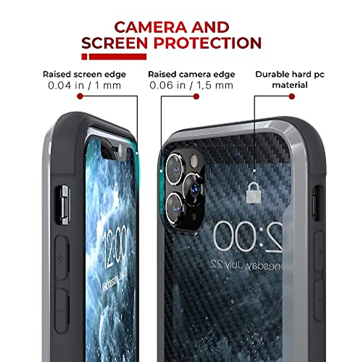 Nicexx Designed for iPhone 11 Pro Case with Carbon Fiber Pattern, 12ft. Drop Tested, Wireless Charging Compatible - Black