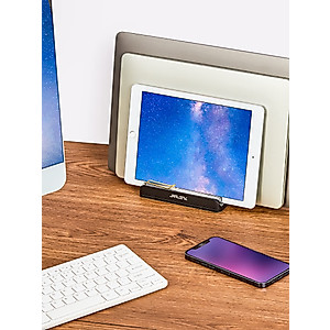 JARLINK Vertical Laptop Stand Holder, Upgraded 1 in 2 Aluminum Laptop Stand for Desk with Adjustable Dock Size (up to 17.3 inches), Fits All MacBook/Surface/Gaming Laptops, Black