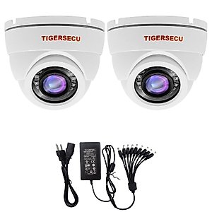 TIGERSECU 1080P Wide Angle Dome Security Camera Bundle 2-Pack