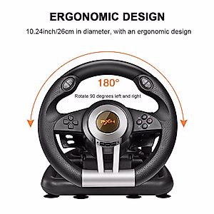 PXN PC Racing Wheel, V3II 180 Degree Universal Usb Car Sim Race Steering Wheel with Pedals for PS3, PS4, Xbox One, Xbox Series X/S, Nintendo Switch (Black)