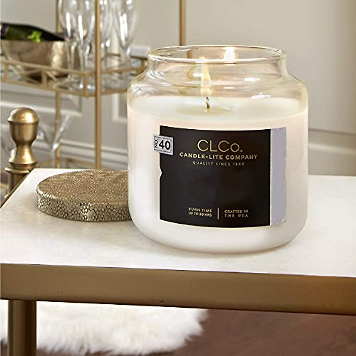CLCo. By Candle-Lite Scented Mahogany Teak Single-Wick Jar Candle, 14 oz, Off White