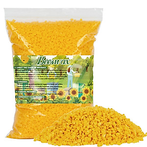 Yellow Natural Beeswax Pellets - CARGEN 430g Beeswax Pastilles Pure Bulk Bees Wax Pellets Food Grade for DIY Beewax Making Candles Skin Care Lip Balm Soap Lotion
