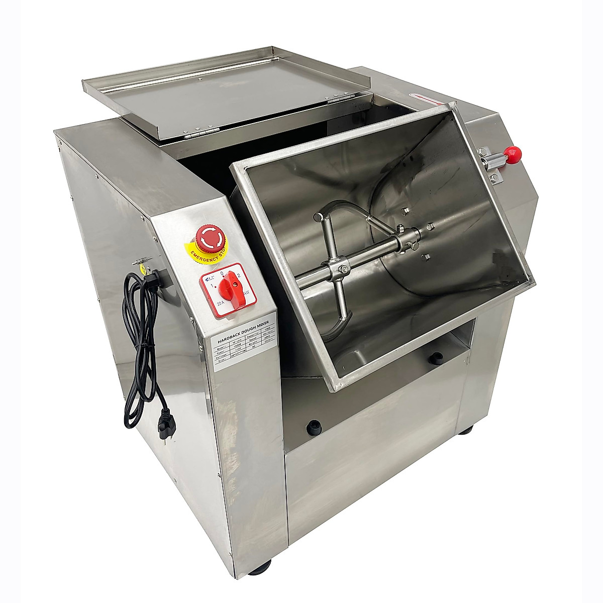 BREVELTION 30QT/15KG Commercial Mixer Electric Stand Dough Mixer 1500W Stainless Steel Flour Kneading Mixing Machine, Vegetable Meat Blender with 90° Tilt Bowl Kitchen Supply With a Dough Cutter