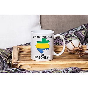 Funny Gabon Pride Coffee Mugs, I'm Not Yelling I'm Gabonese Mug, Gift Idea for Gabonese Men and Women Featuring the Country Map and Flag, Proud Patriot Souvenirs and Gifts