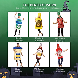 Single Condiment Food Costume | Slip On Halloween Costume for Women and Men| One Size Fits All | Ranch Bottle