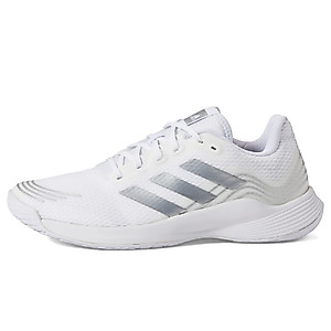 adidas Women's Novaflight Volleyball Sneaker, White/Silver Metallic/White, 8