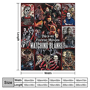 Horror Movie Blanket Ultra Soft Flannel Bed Throws Halloween Home Decor for Sofa Bedroom 60"X50"