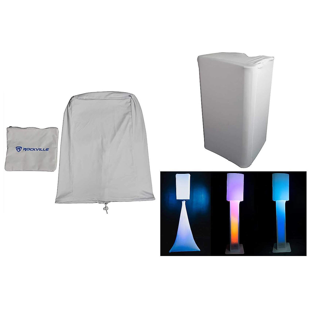 Rockville (2) RSC158W White 15 inch PA DJ Speaker Cover Scrims 4 Wedding Church Club