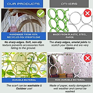 KLEAFS - Handmade Scarf Hangers for Closet with Hook for Bulky Scarf, Space-Saving Scarf Organizer, Scarf Storage Classical Lifestyle, Hijab Hangers (Beige - 8 Rings, 2 Ellipse)