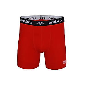 Umbro Men's Standard Cotton Boxer Briefs, Red/Light Grey/Black, X-Large