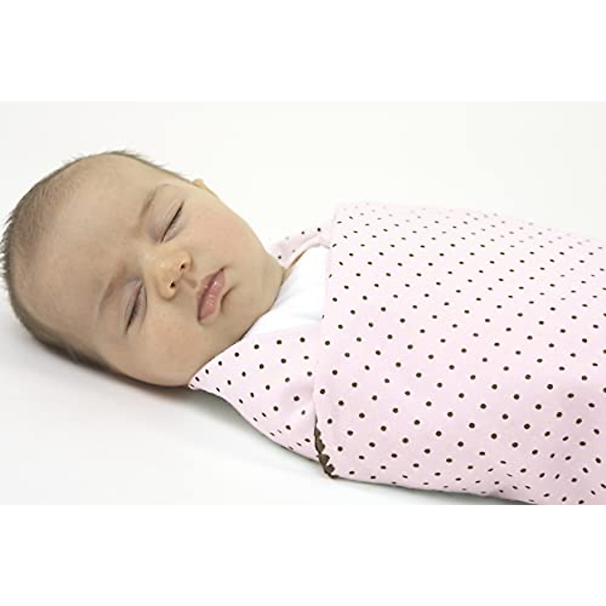 SwaddleDesigns Large Receiving Blanket, Ultimate Swaddle for Baby Girls, Softest US Cotton Flannel, Best Shower Gift, Made in USA, Brown Polka Dots on Pastel Pink (Mom's Choice Award Winner)