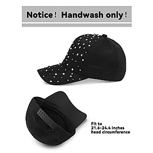 Loopeer 2 Pcs Adjustable Breathable Rhinestone Baseball Cap for Women Men Sequins Casual Sports Cap Rhinestone Hat(Black, White)