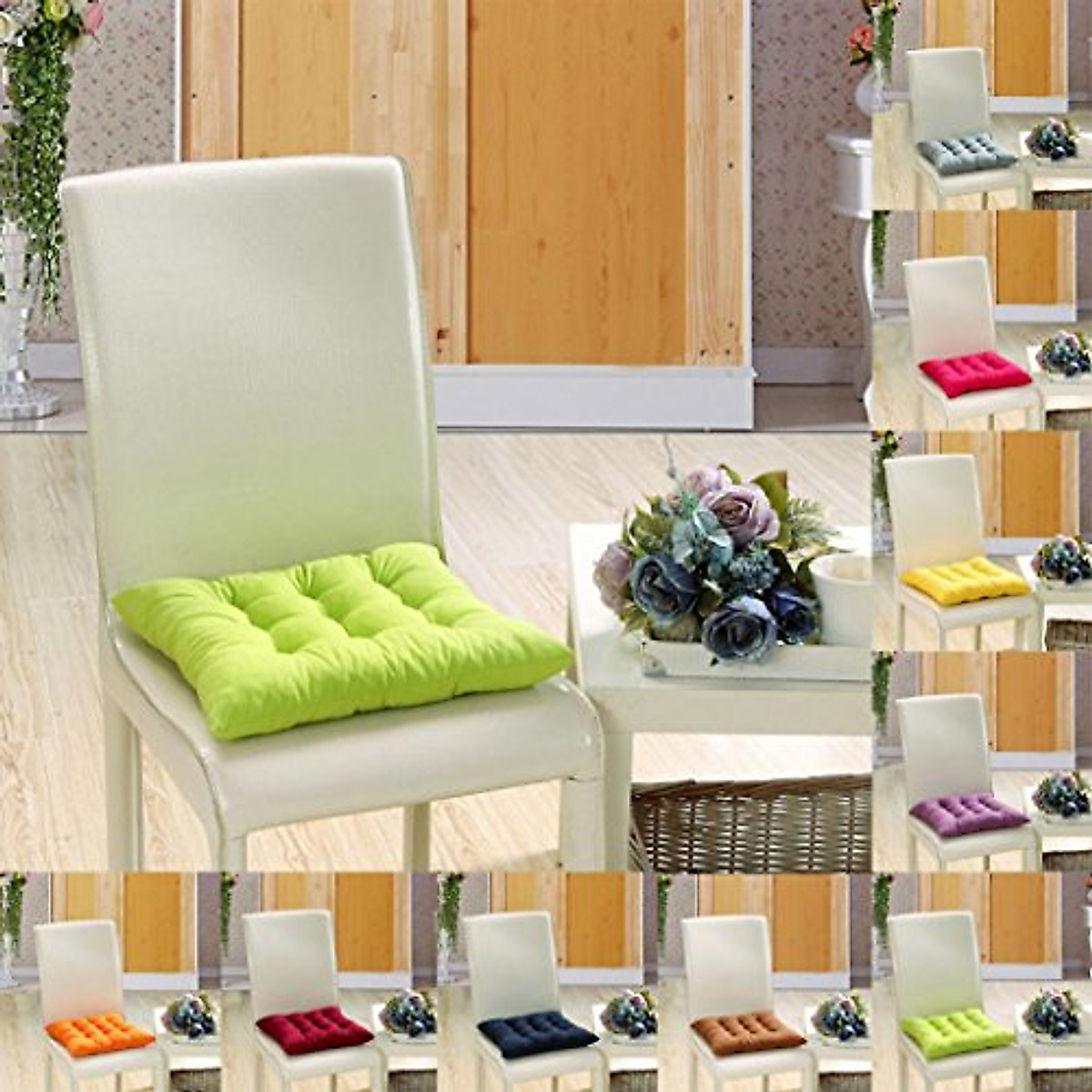 Sanding Seat Cushion,Leegor 40 * 40cm Flexible Nine-Pin Soft Seat Cushion Indoor Home Garden Patio Home Cushion Kitchen Office Square Cotton Buttocks Chair Pads, Comfortable and Breathable (Green)