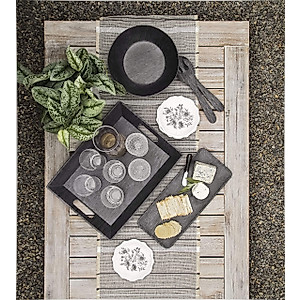 TarHong Faux Real Blackened Wood Handled Tray, 19.5" x 14.5", Melamine