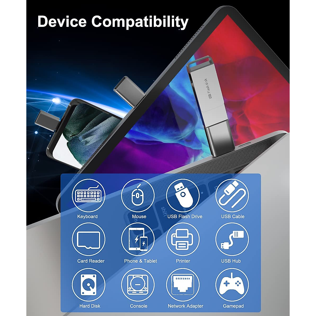 USB C Male to USB 3.0 Female Adapter 3-Pack,Thunderbolt 3 Type C OTG Drive Converter for MacBook Pro 2022,iPad Mini 6 Air 4 5 Generation,Surface Go,Microsoft Galaxy S23 23 S21 S22 Plus Ultra