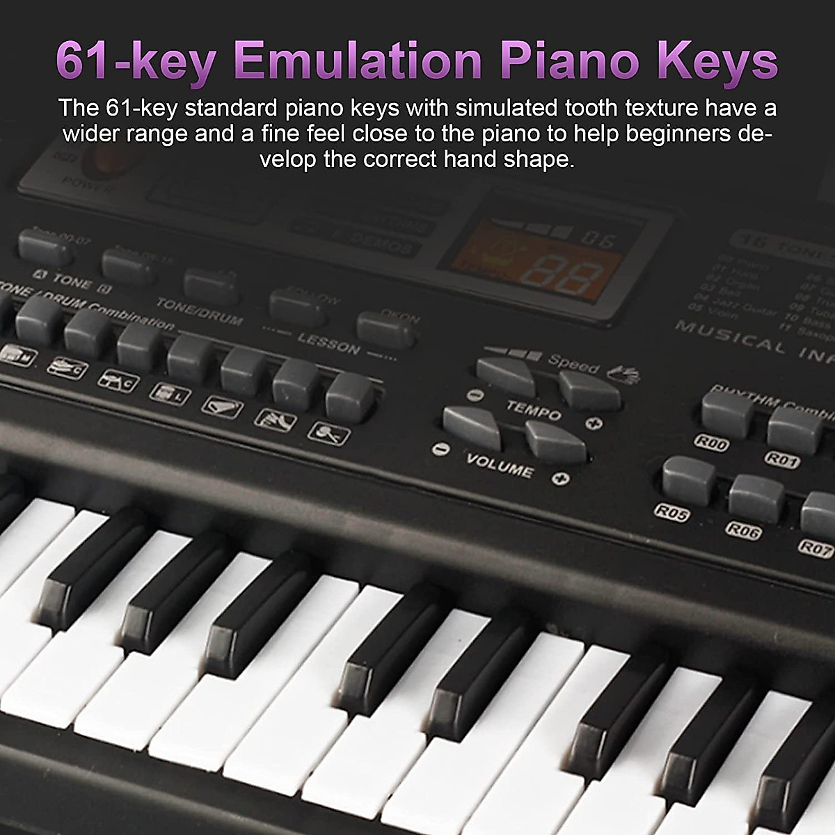 61 Key Digital Music Piano Keyboard for Kids,Portable Electronic Musical Instrument,Multi-function Keyboard with Microphone Gifts for Boys and Girls
