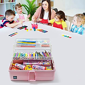 beLaxed Craft Organizers and Storage Box, 3-Layers Multifunctional Plastic Sewing Organizing Box with Handle, for Medicine, Art Supply, Makeup, Nail, Hair Accessories, Perfect Organizer Bins for Room