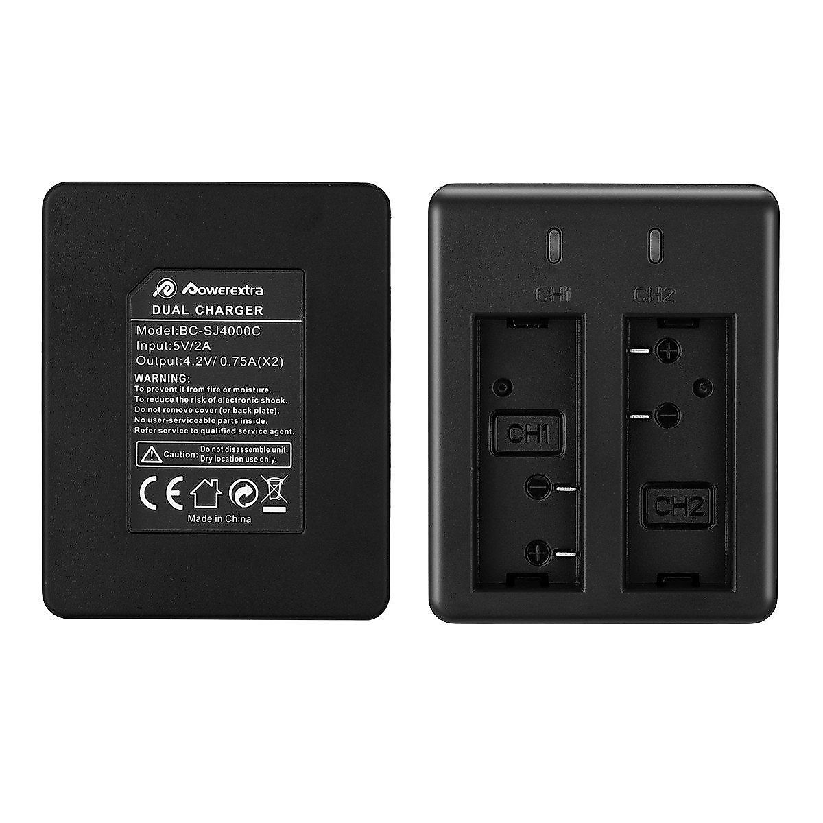 Powerextra SJ4000 3 x1400mAh Action Camera Battery and USB Dual Charger Compatible with SJ4000 SJ5000 SJ6000 SJ7000 SJ8000 of SJCAM Sport Cameras and More