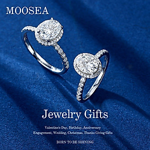 MOOSEA 1.5ct Moissanite Engagement Rings for Women, D Color VVS1 Clarity Lab Created Diamond Wedding Rings 14K White Gold Vermeil Moissanite Promise Rings for Her Anniversary Rings