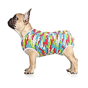 Etdane Dog Diapers Sanitary Panties Physiological Period Shirts Surgical Recovery Suits for Male and Female Dogs Camo/XS