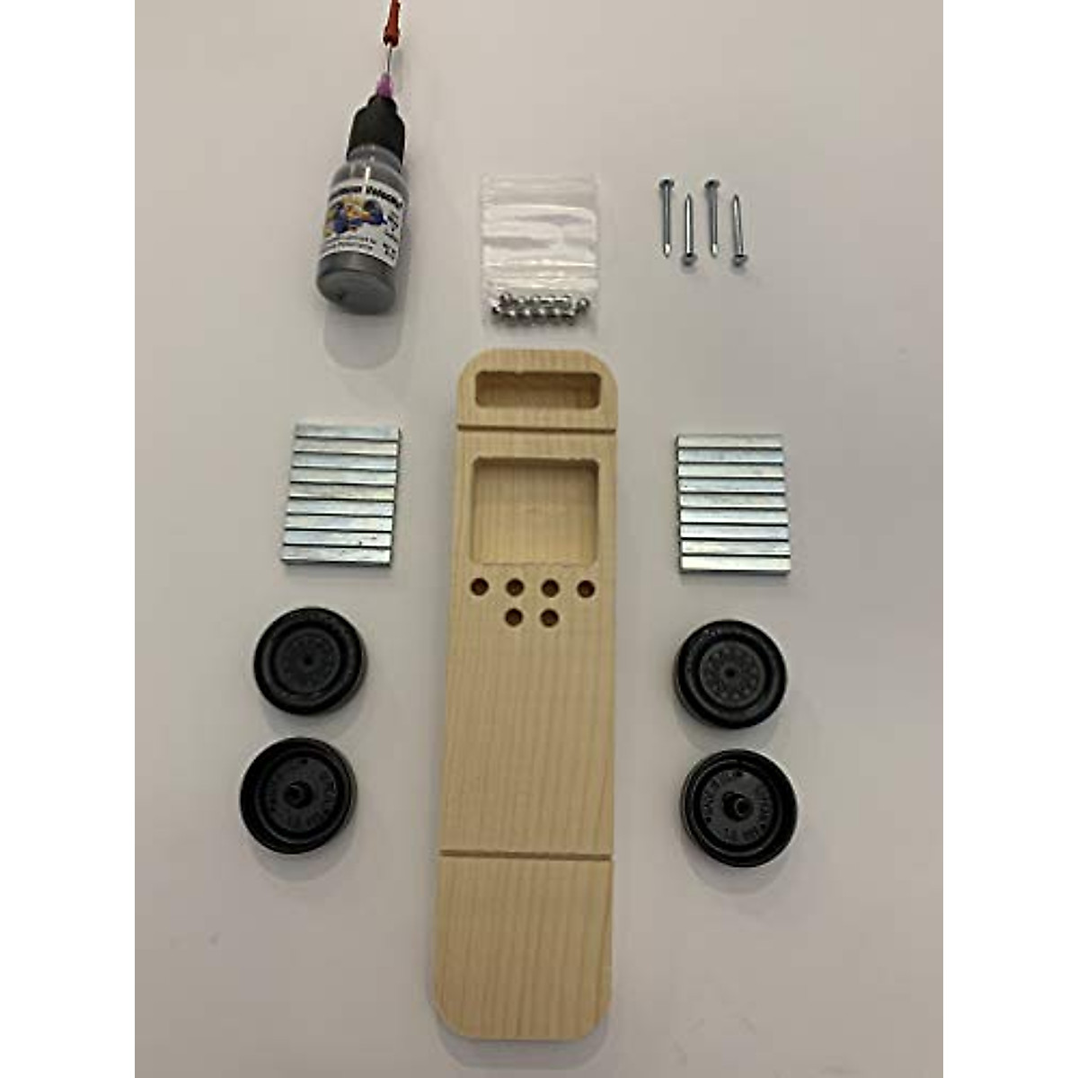 Maximum Velocity Pinewood Car Kit | Includes BSA Speed Wheels, Speed Axles, Graphite & Steel Weight | Funny Car Derby Car Kit