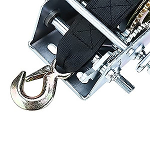 8MILELAKE Heavy Duty 2500lbs Hand Winch Crank Strap Gear Winch for Trailer Boat ATV