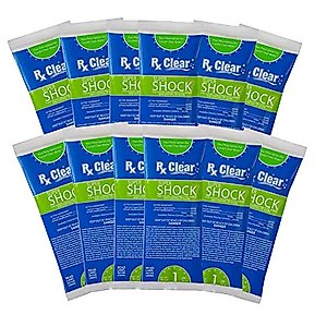 Rx Clear Super Shock for Swimming Pools | Chlorinator and Algaecide | 68% Calcium Hypochlorite Shock | Kill Pool Algae for a Crystal Clear Pool | One Pound Bags | 12 Pack