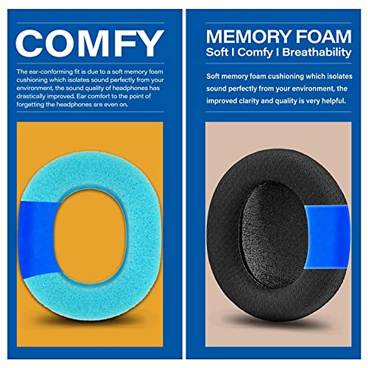 Arctis Cooling Gel Ear Cushions - Compatible with Arctis 7/5/3/1, Arctis Pro, Arctis 7X / 9X Headphones I Cooling Gel Memory Foam Earpads I Black