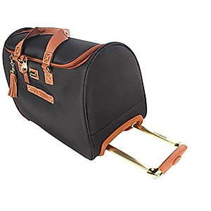 Steve Madden Designer Carry On Luggage Collection - Lightweight 20 Inch Duffel Bag- Weekender Overnight Business Travel Suitcase with 2- Rolling Spinner Wheels (Global Black)