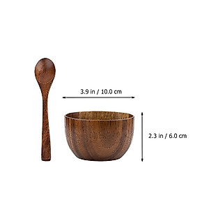 Cabilock 1 Set Acacia Wood Rice Bowl Spoon Kit Fruits Bowl Decorative Wood Bowl Snacks Serving Bowl Noodle Bowl for Salad Fruits Pasta Nuts Snacks (Small)
