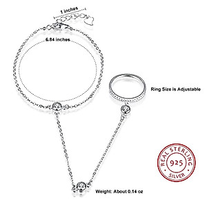 IVYRISE Ring Bracelet Slave Bracelets for Women 925 Sterling Silver Link Chain Bracelet Adjustable Elegant Jewelry for Girls