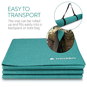 Navaris Foldable Yoga Mat for Travel - 1/8 inch (4mm) Thick Exercise Mat for Yoga, Pilates, Workout, Gym, Fitness - Non-Slip Folding Thin Portable Mat