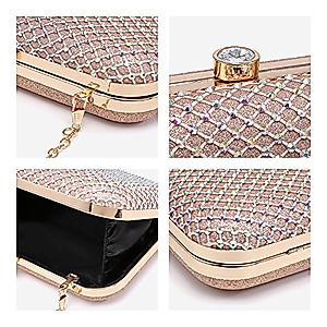 Dasein Womens Rhinestone Clutch Purse Sparkling Evening Bag with Crystal Clasp for Formal Prom Party Wedding (Pink)