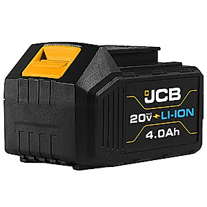 Jcb Tools - 20V Lithium-Ion Battery 4.0Ah With Charge Remaining Indicator - For JCB 20V Power Tools - Drill, Jigsaw, Recip Saw, Circular Saw, Multi Tool, Miter Saw, Angle Grinder, LED Work Light