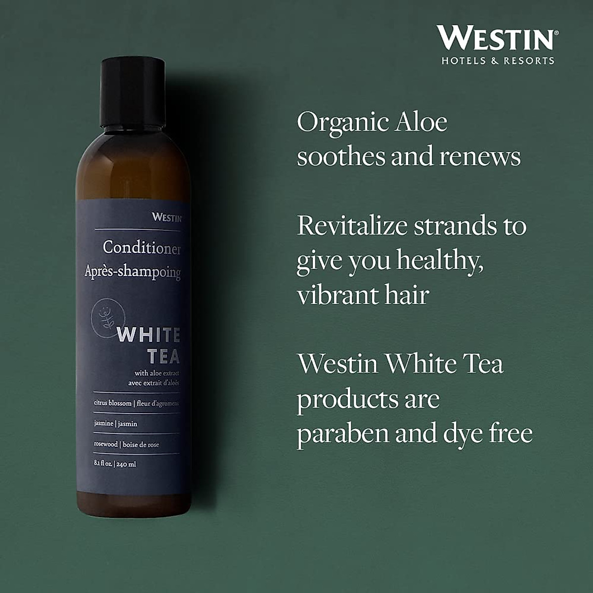 Westin White Tea Aloe Conditioner, 8 ounces - Repairive Conditioner for All Hair Types with Lightweight Formula, Signature White Tea Aloe Scent