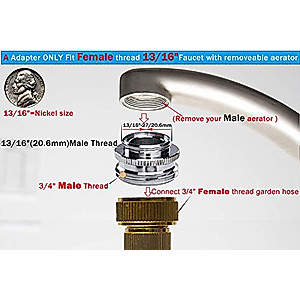 WHK Faucet to Hose Adapter,Multi-Thread Garden Hose Adapter,Kitchen Sink Faucet Adpater to Garden Hose,Brass Bathroom Aerator Adapter for Male to Male and Female to Male,Chrome,2-Pack (AxB)