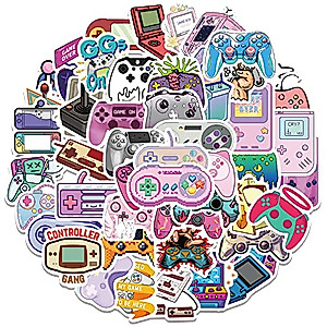 60pcs Color Gaming Stickers for Teen Water Bottle,Cool Cartoon Trendy Gamepad Stickers Fun Aesthetic Waterproof Vinyl Decals for Laptop Bumper Luggage Skateboard Guitar
