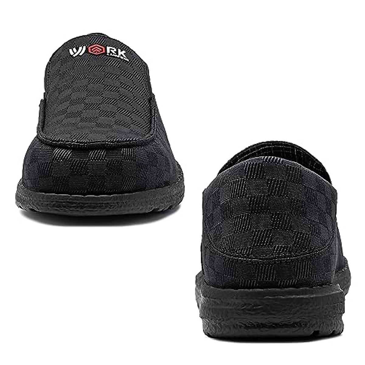 LARNMERN Slip On Steel Toe Shoes Loafers Men Lightweight Walking Sneakers Steel Toe Loafers(7.5 Men, Black)