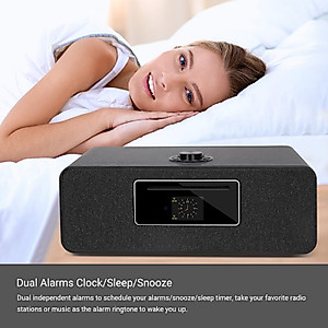 MS5 CD Player,FM Digital Radio,WiFi Internet Radio,Spotify Connect,Bluetooth Speaker,Dual Alarms Clock,USB Charging,Colour Display,Remote Control (Black Oak)