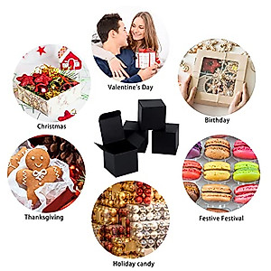 NIGNYA Black Gift Boxes 2x2x2 inches, 100 Pack Small Kraft Cardboard Gifts Boxes Paper Cube Favor Box Easy Assemble Paper Gift Box with lids for Presents Birthday Christmas Wedding Party